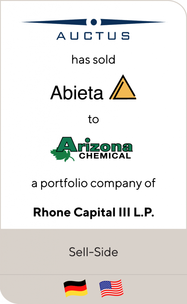 AUCTUS has sold Abieta to Arizona Chemical - Lincoln International LLC