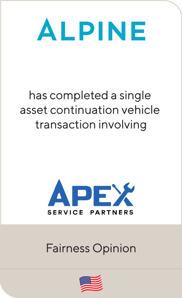 Alpine Investors has completed a single asset continuation vehicle ...