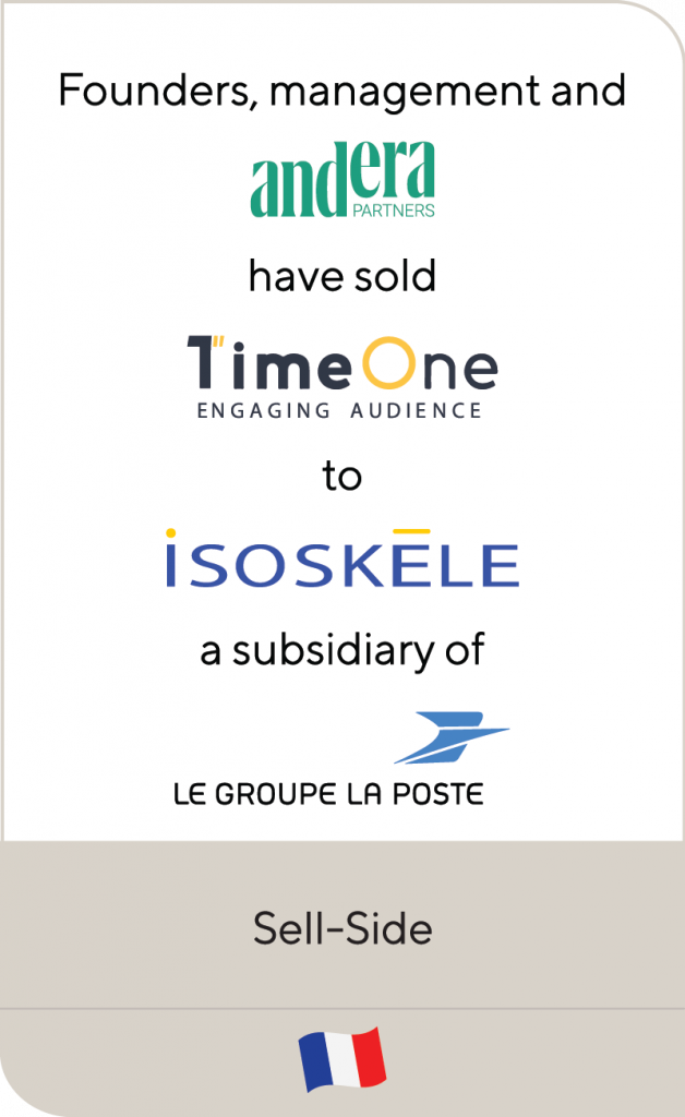 TimeOne Group has been sold to Isoskèle, a subsidiary of La Poste ...