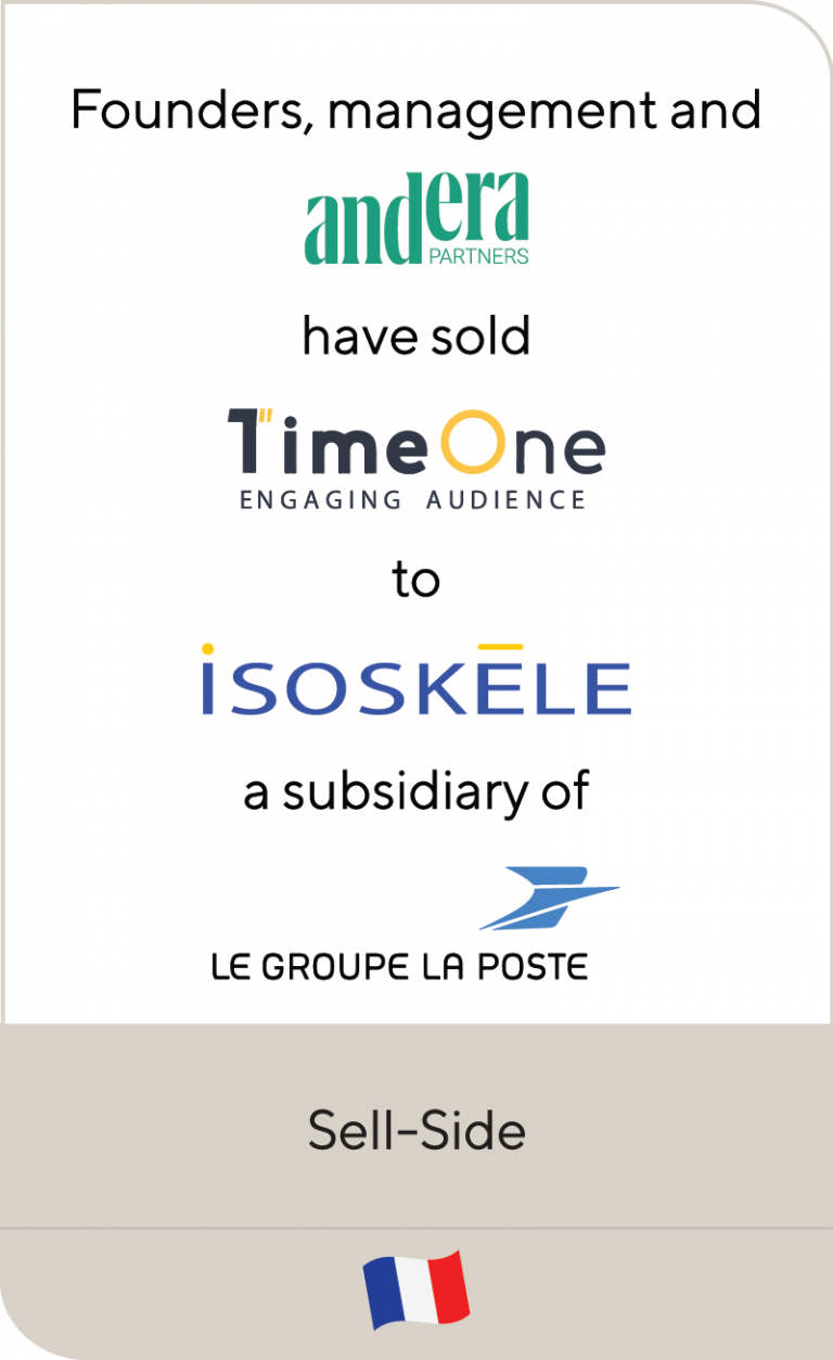 TimeOne Group has been sold to Isoskèle, a subsidiary of La Poste ...