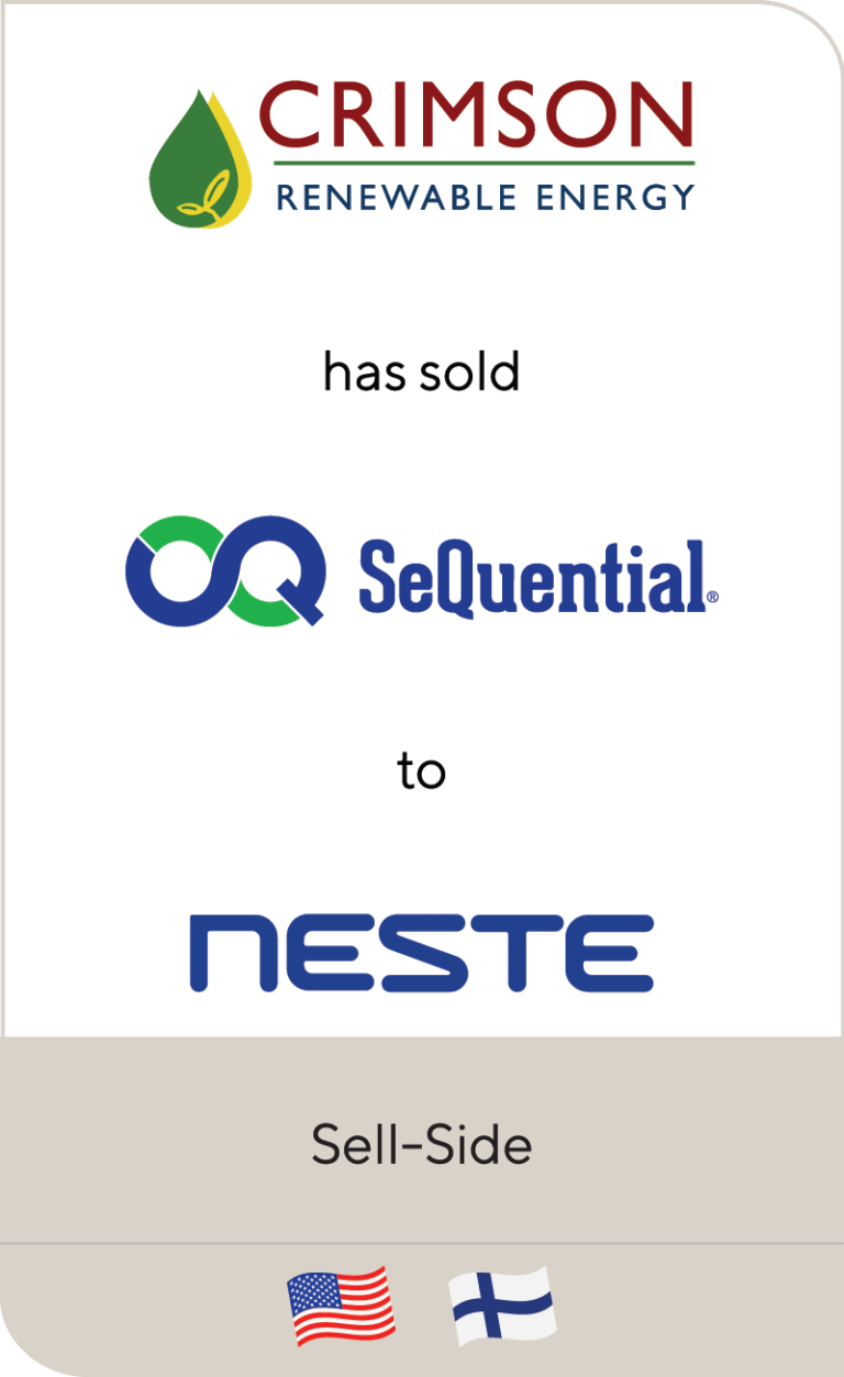 Crimson Renewable Energy has sold SeQuential to Neste - Lincoln ... Crimson Renewable Energy has sold SeQuential to Neste - Lincoln ...