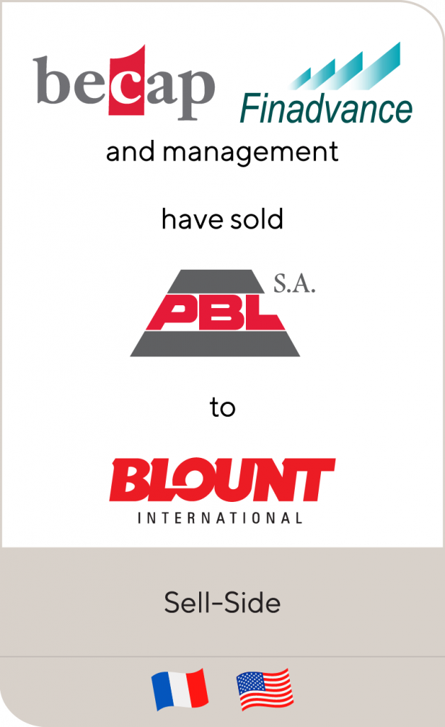 Finadvance and Becap have sold PBL to Blount International - Lincoln ...