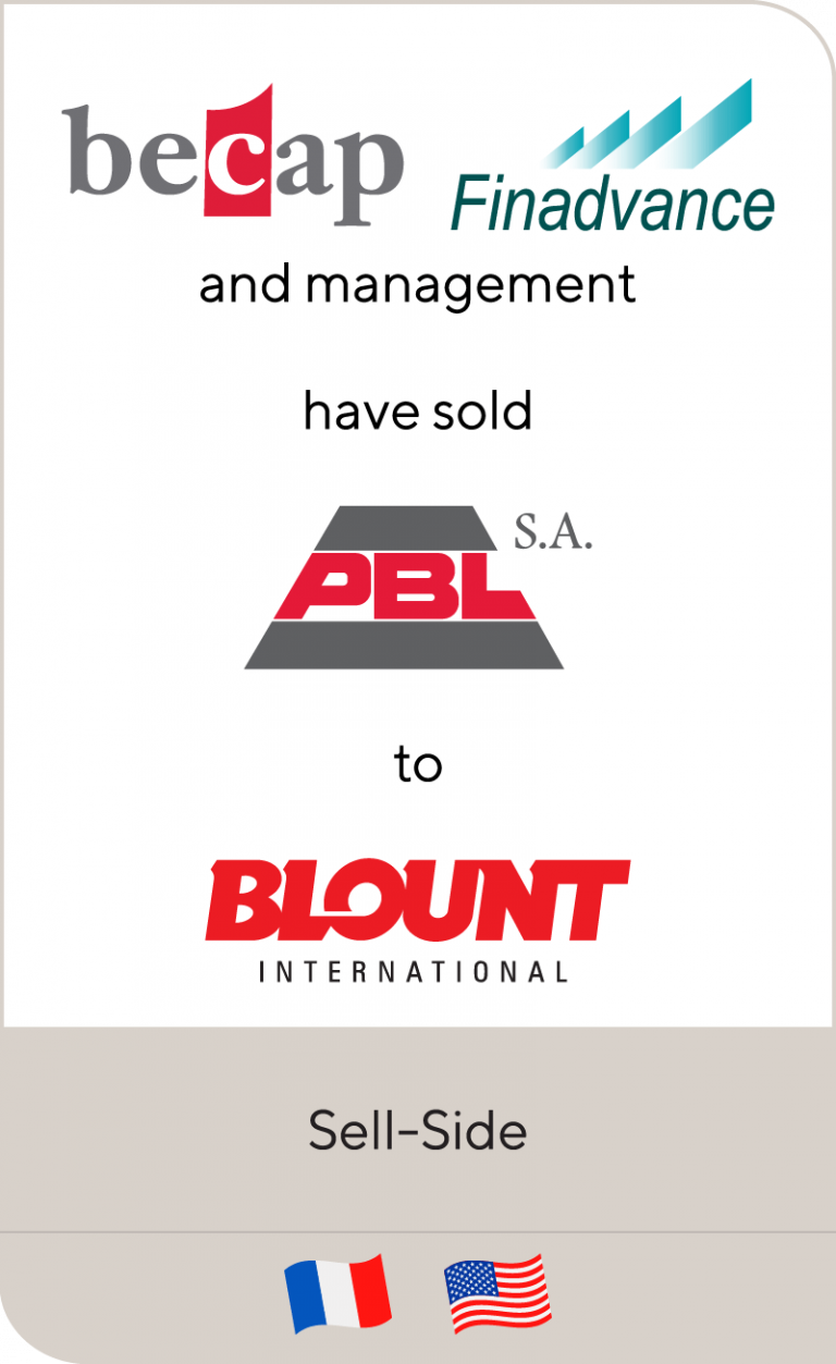 Finadvance and Becap have sold PBL to Blount International - Lincoln ...
